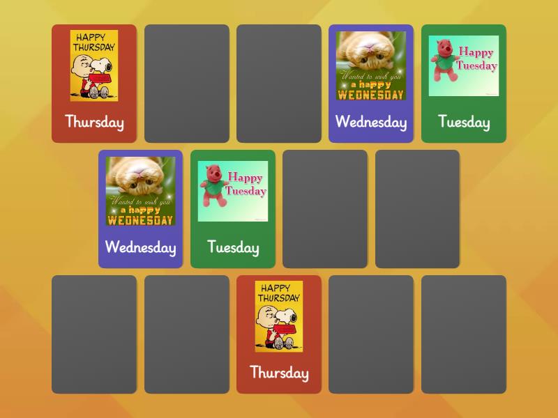 Days of Week matching game 2B unit 2 - 配對遊戲