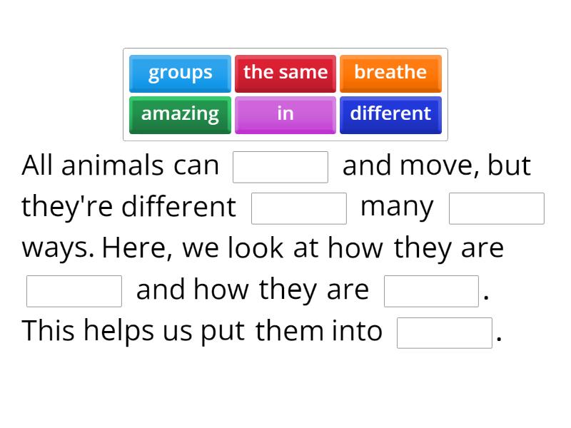 ODS2 U1 Amazing Animals - Complete the sentence