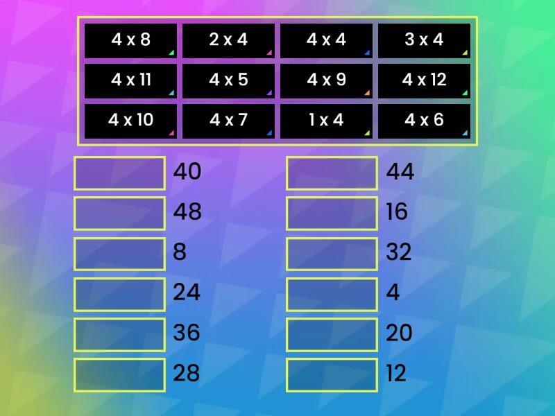 x4 Multiplication - Match up