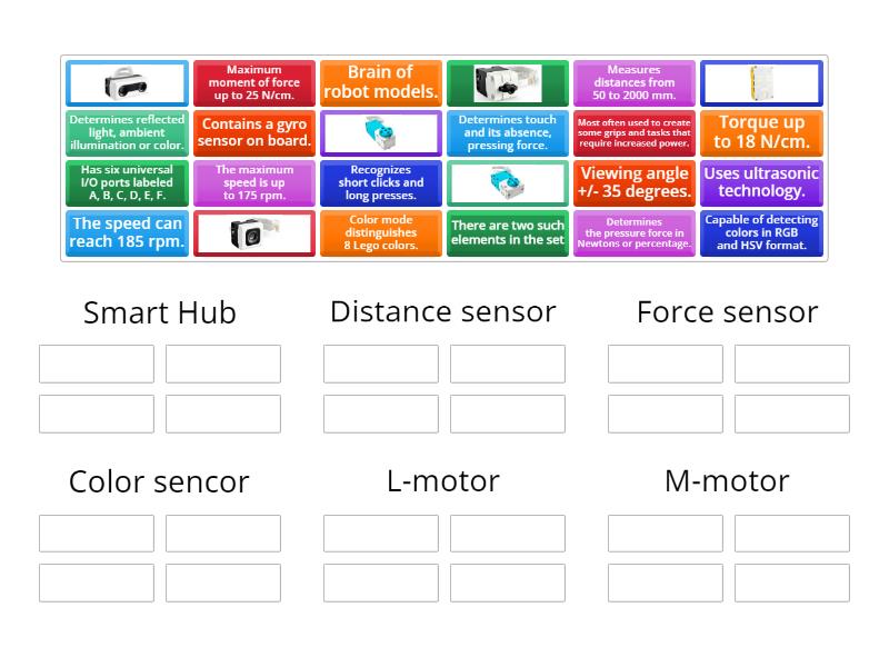 Sensors and motors of the LEgo Spike Prime set - Group sort