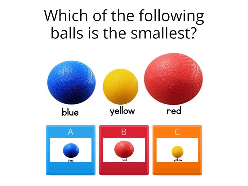 Comparing Sizes (Big, bigger, biggest/small, smaller,smallest) - Quiz