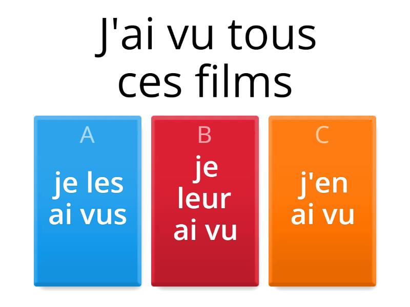 Pronoms le, la, les, lui, leur, en, y - Quiz