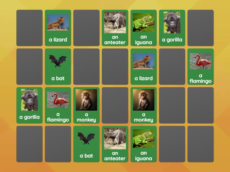Jungle animals - Matching pairs