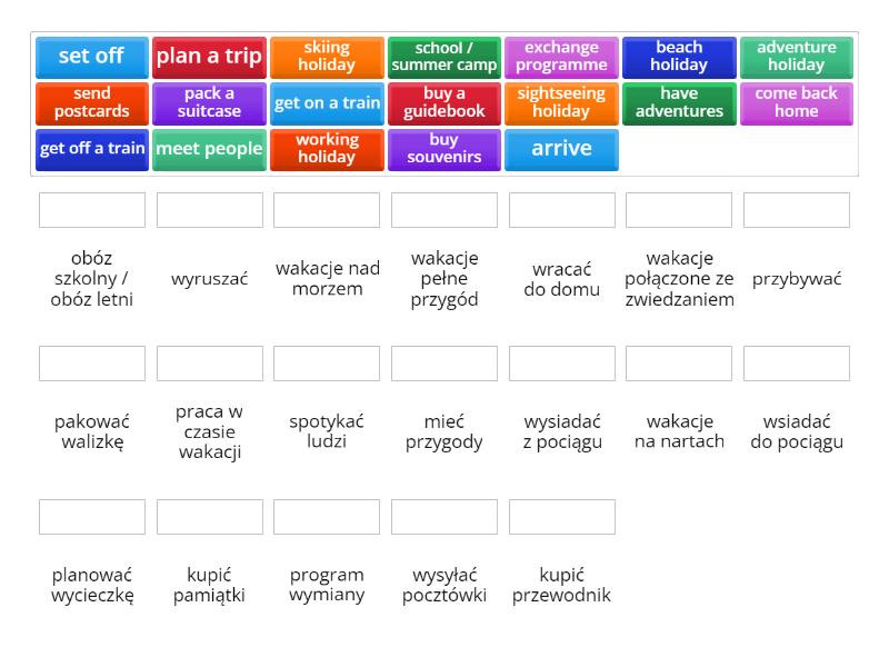 Flash 8 Unit 3 A Travel All rev vocabulary - Match up