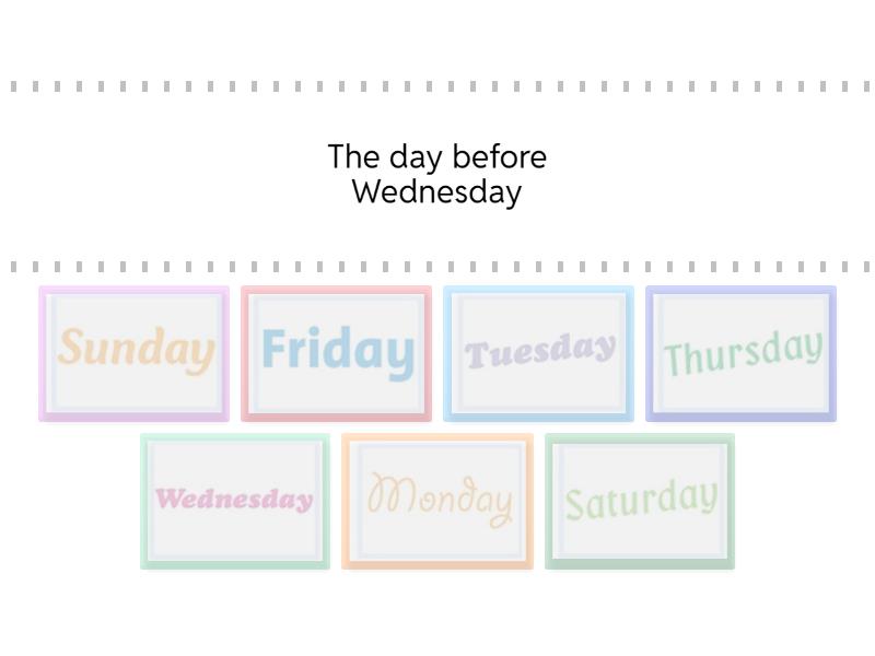 Days of the Week: Before and After - Find the match