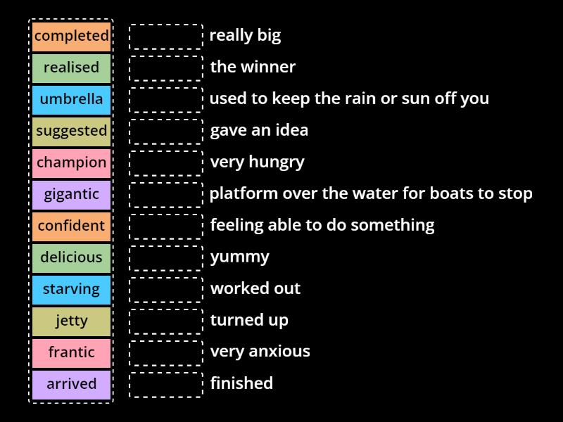 Shark Attack vocabulary - Match up