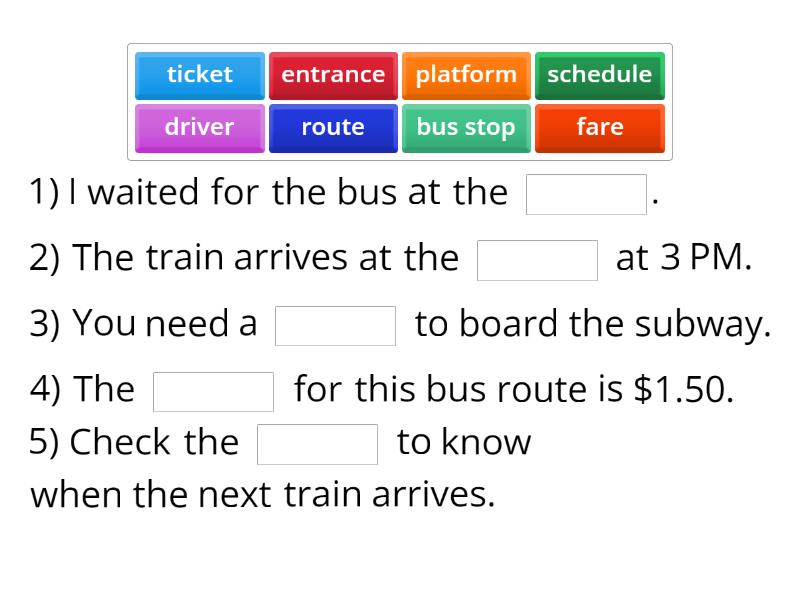 On the bus station - Complete the sentence