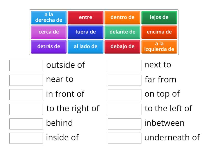 prepositions en mi dormitorio - Match up