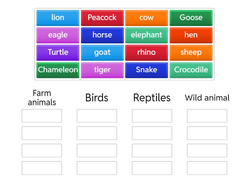 animals - Group sort