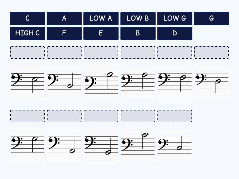 Bass clef notes - Match up