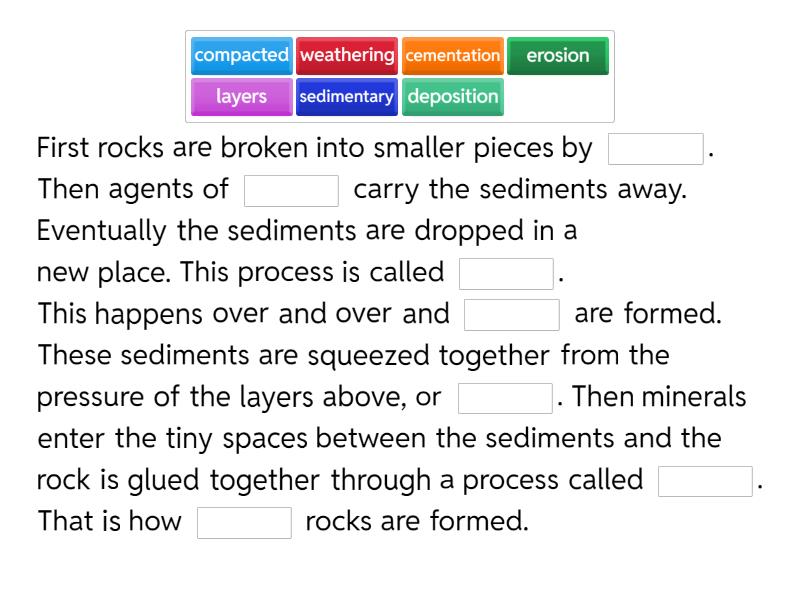 Formation of Sedimentary Rocks and Fossil Fuels Missing Word (5th Gr ...