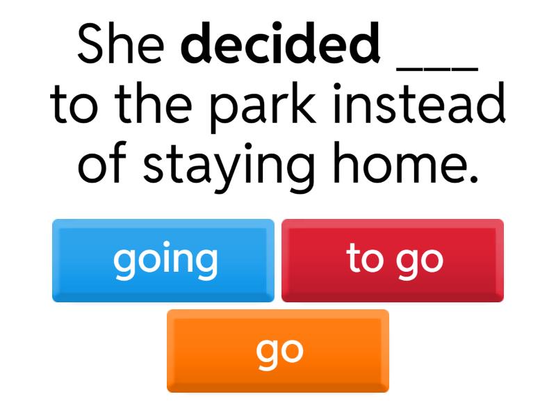 Verb patterns: gerunds and infinitives - Quiz