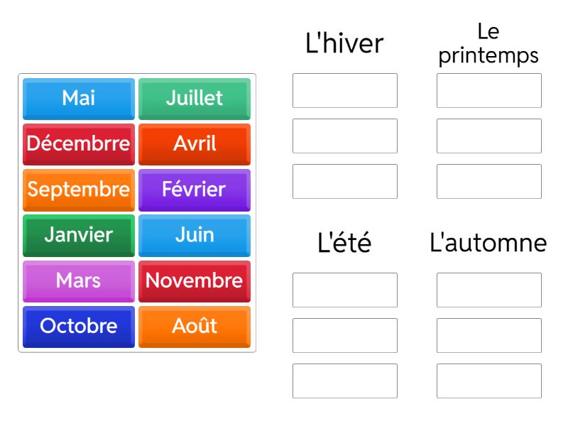 Les saisons et les mois - Group sort