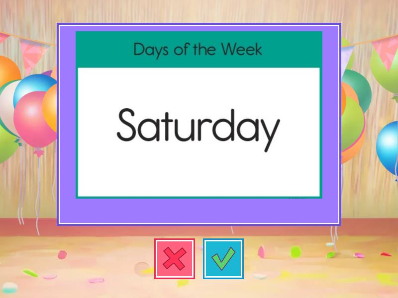 Days of the week - Flash cards