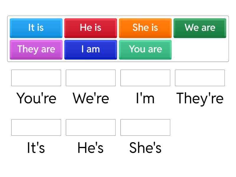 Contractions + Their Pronouns - Match up