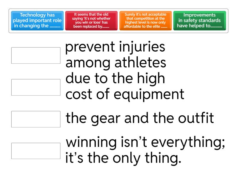 The Role of technology in Sport / Reading Comprehension - Match up