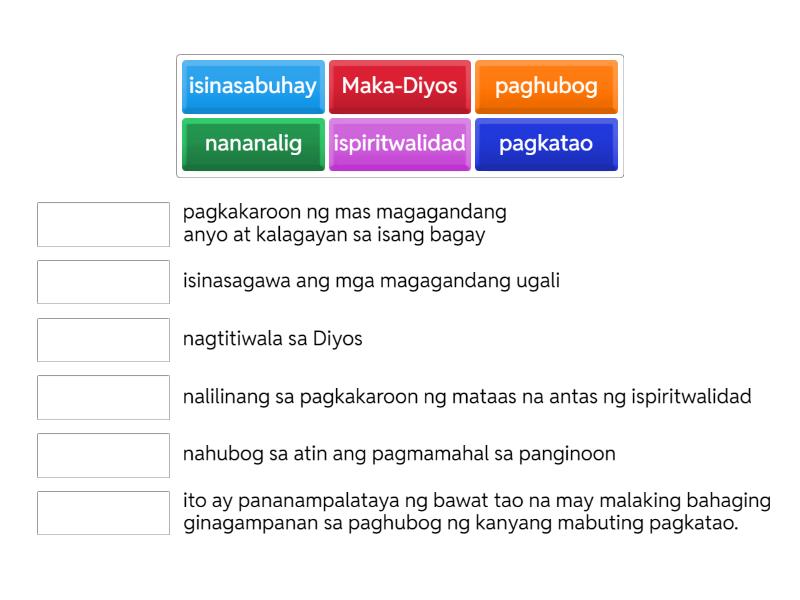 Pagtutugma ng kahulugan ng mga salita - Match up