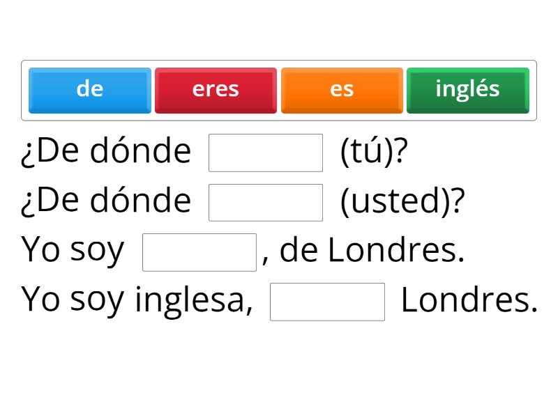 ¿De dónde eres? - Complete the sentence