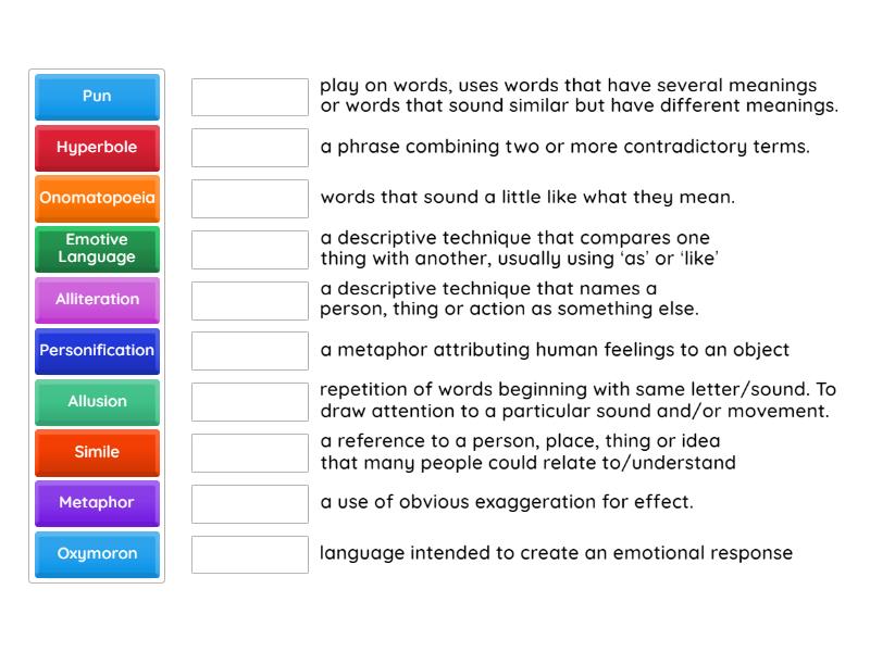 Figurative Language - Match up