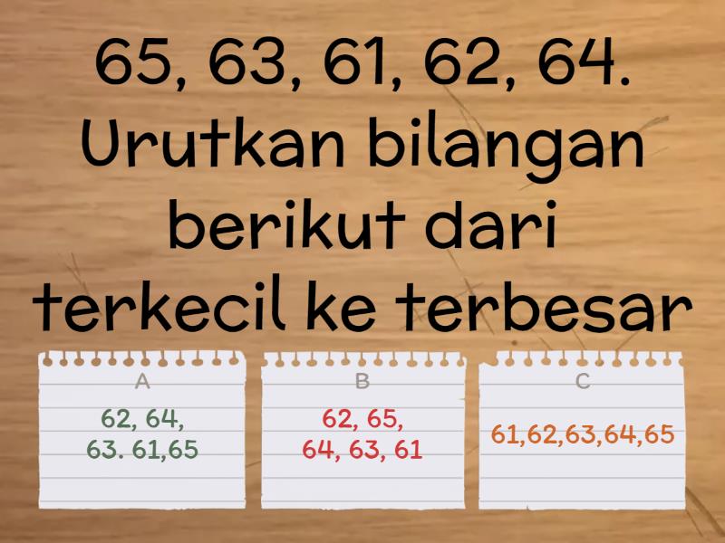 Mengurutkan Bilangan - Quiz