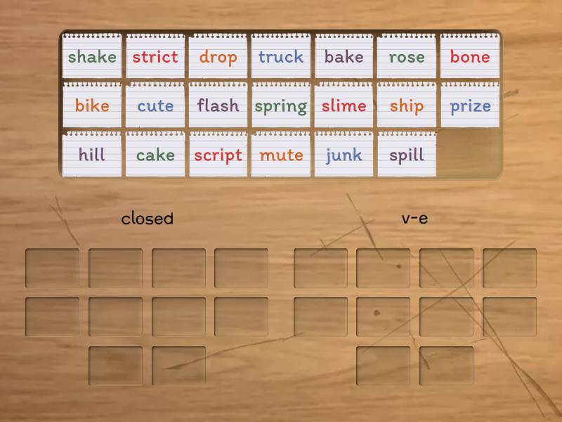 Book 4 - Sort Closed & V-E Syllable - Group sort