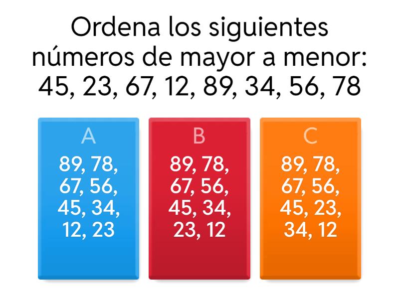 Orden numérico - Quiz