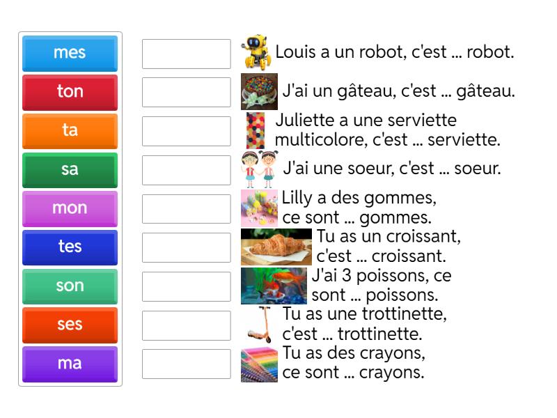 Etape 3 - les adjectifs possessifs mon/ma/mes (2) - المطابقة