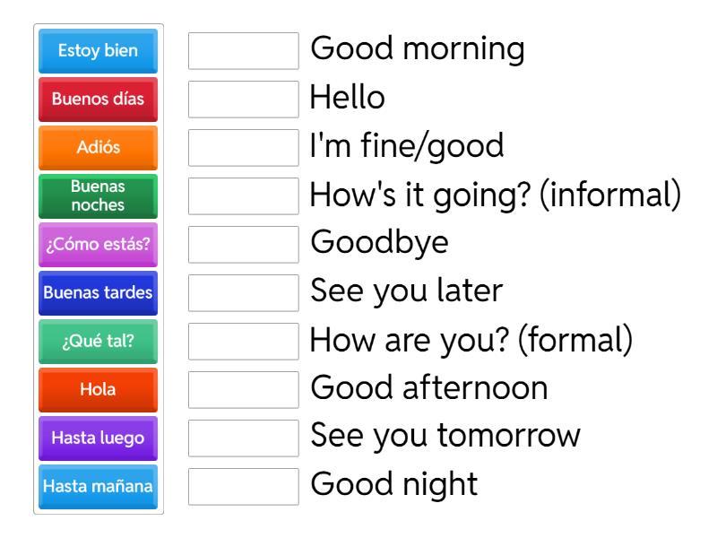 Saludos y despedidas - Match up