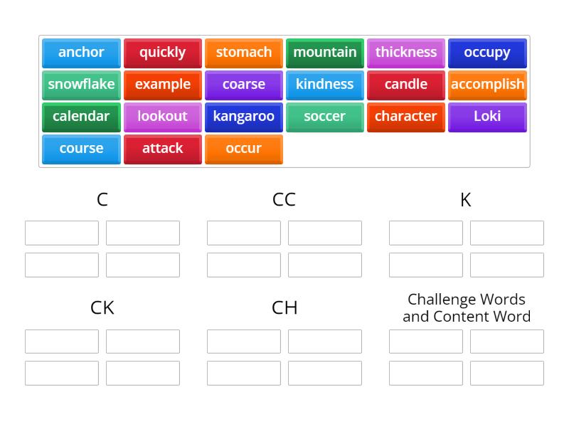 Spelling unit 6 List 1 - Group sort