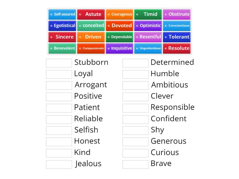 Character Traits - Match up