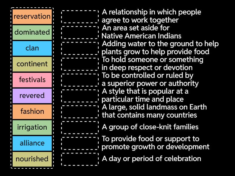 Three Native Nations Vocab - Match up
