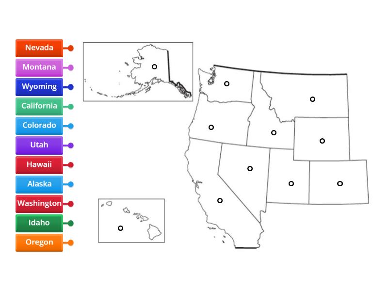 West region map practice - Diagrama con etiquetas