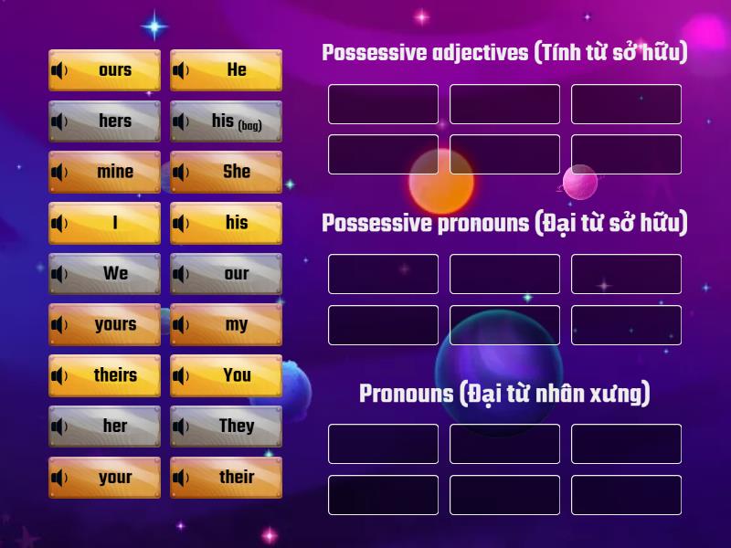 POSSESSIVE: ADJECTIVES - PRONOUNS - Sắp xếp nhóm