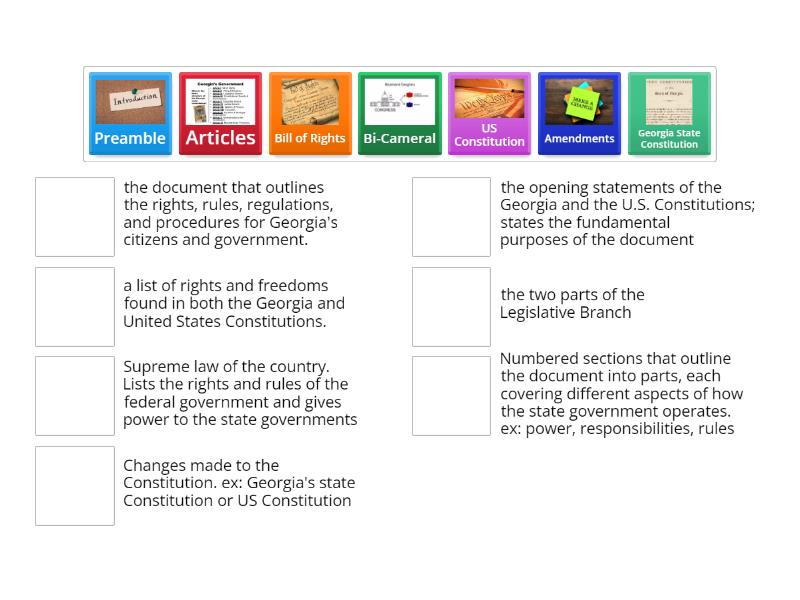 SS8CG1 a. Georgia's Constitution - Match up