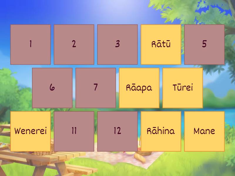 Ngā rā o te wiki - Matching pairs