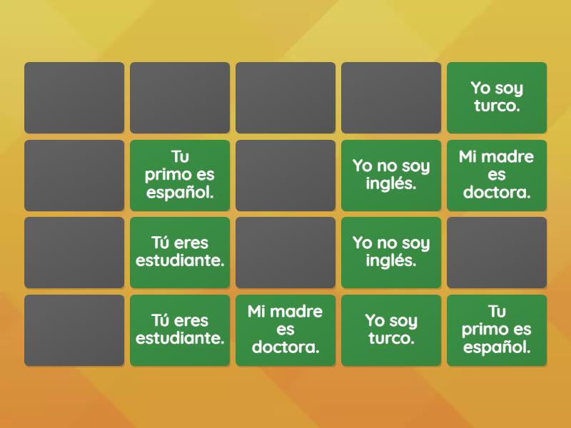 El verbo ser - Parejas