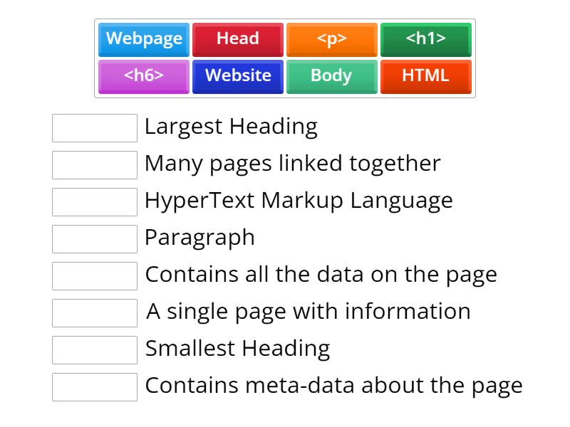 HTML Basic Tags - Match up