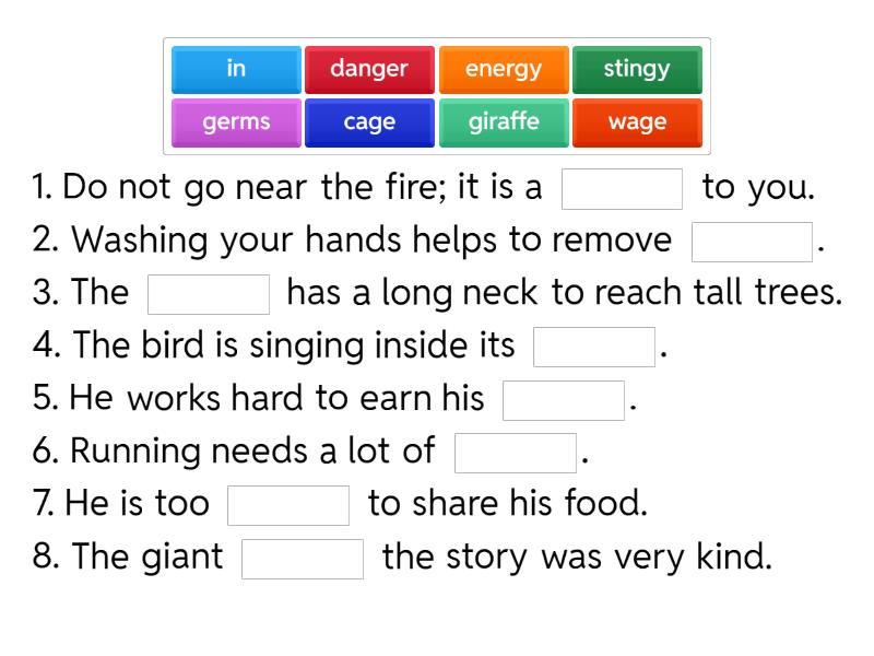 soft g sentences - Complete the sentence