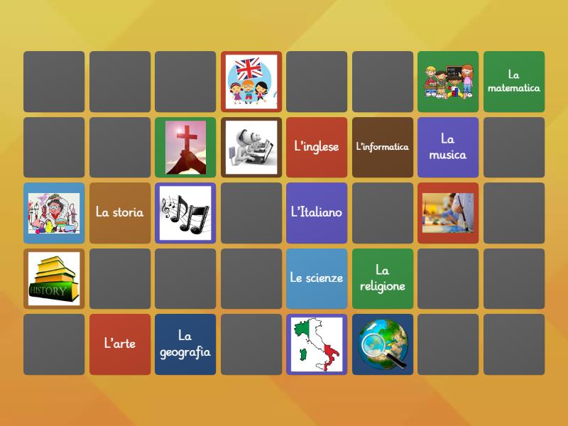 Le materie scolastiche e giorni della settimana - Matching pairs