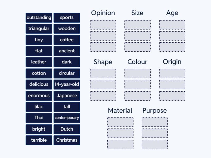 Order of Adjectives Grouping - Group sort