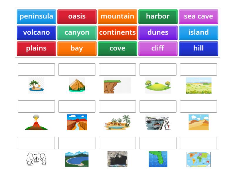 Introducing Landforms Vocabulary with Pictures - Match up