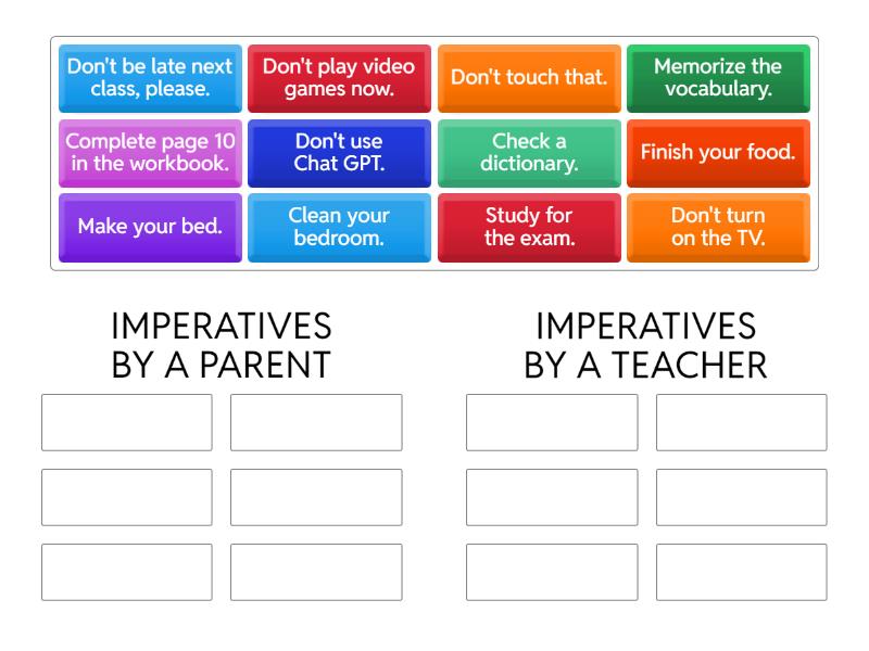 UNIT 2C - IMPERATIVES - Group sort