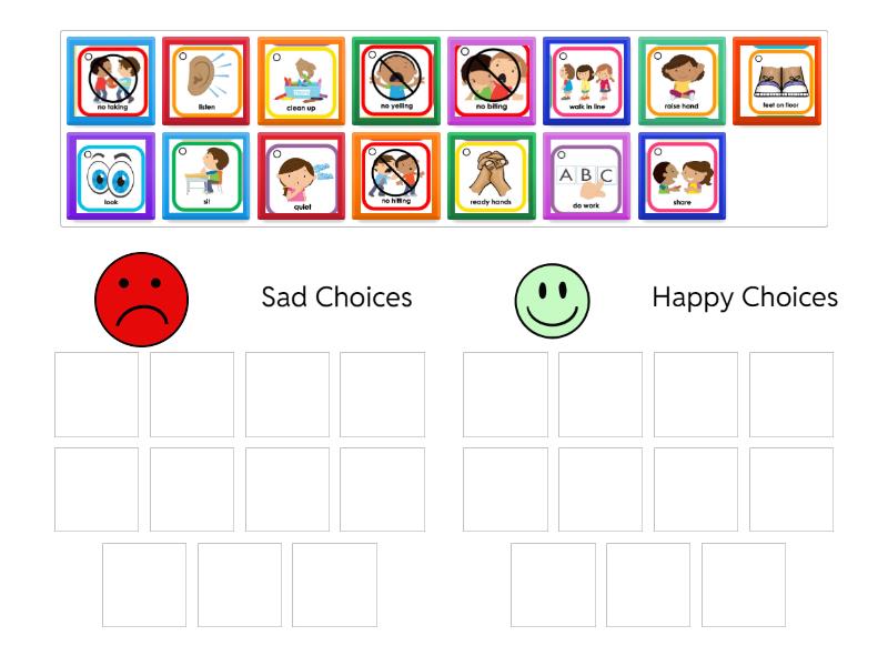 Happy and Sad Choices - Group sort