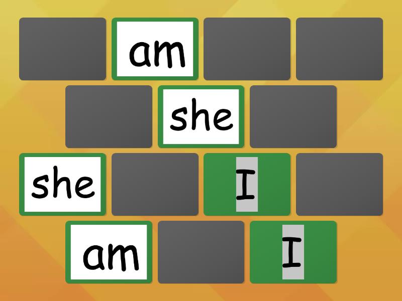 Sight words ( I, am, she, he, is, see, the) - Matching pairs