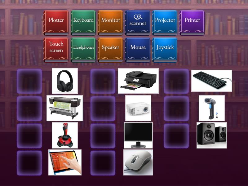 Match the correct picture with the Input,Output devices - Match up