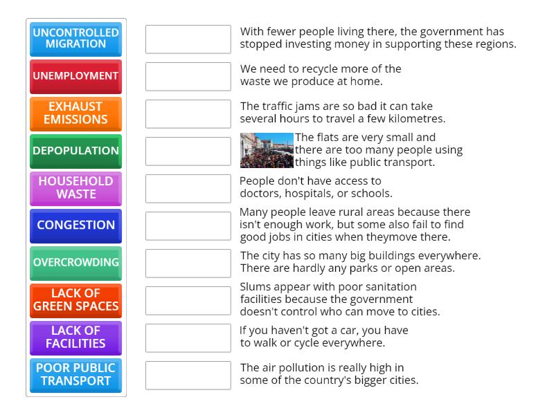 VOCABULARY: ENVIRONMENTAL ISSUES - Match up