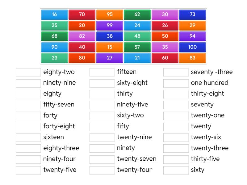 Match numbers - Match up