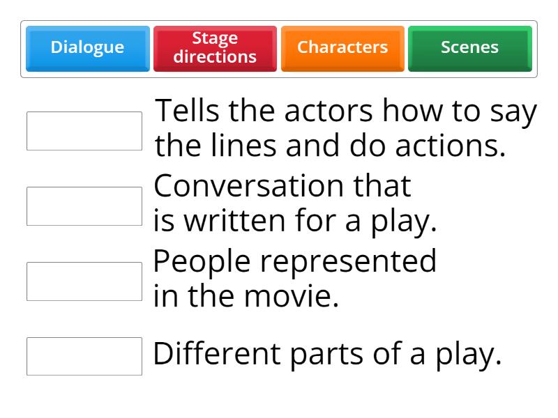 Features of a Script - Match up