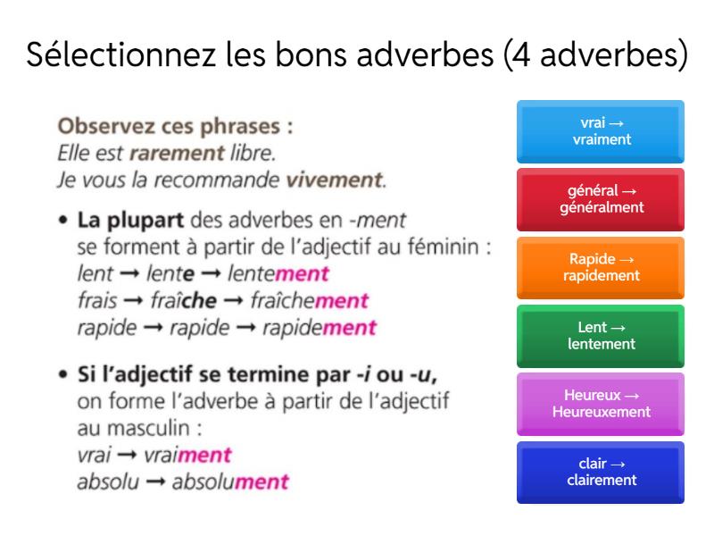 La formation des adverbes - Quiz