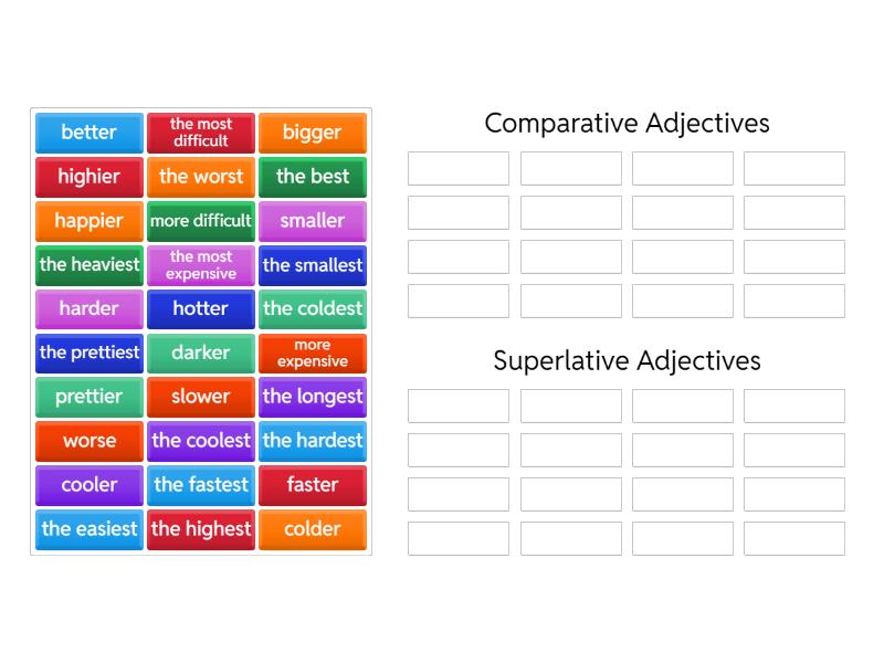 Comparative & Superative Adjectives - Group sort